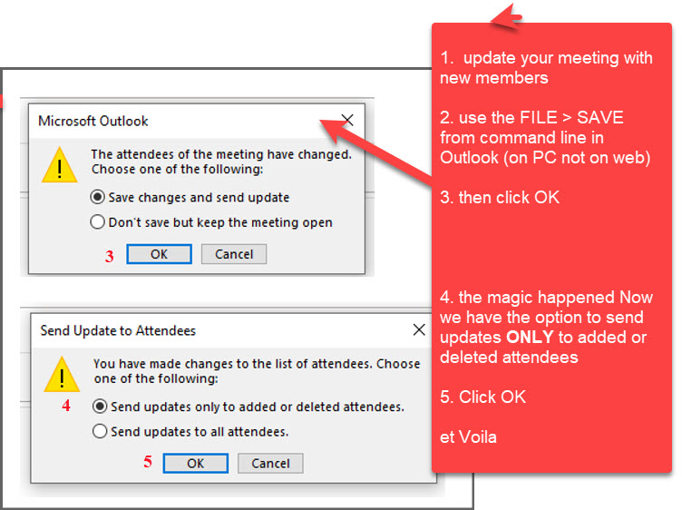Update calendar invite without sending 'meeting has been updated message' to attendees ...